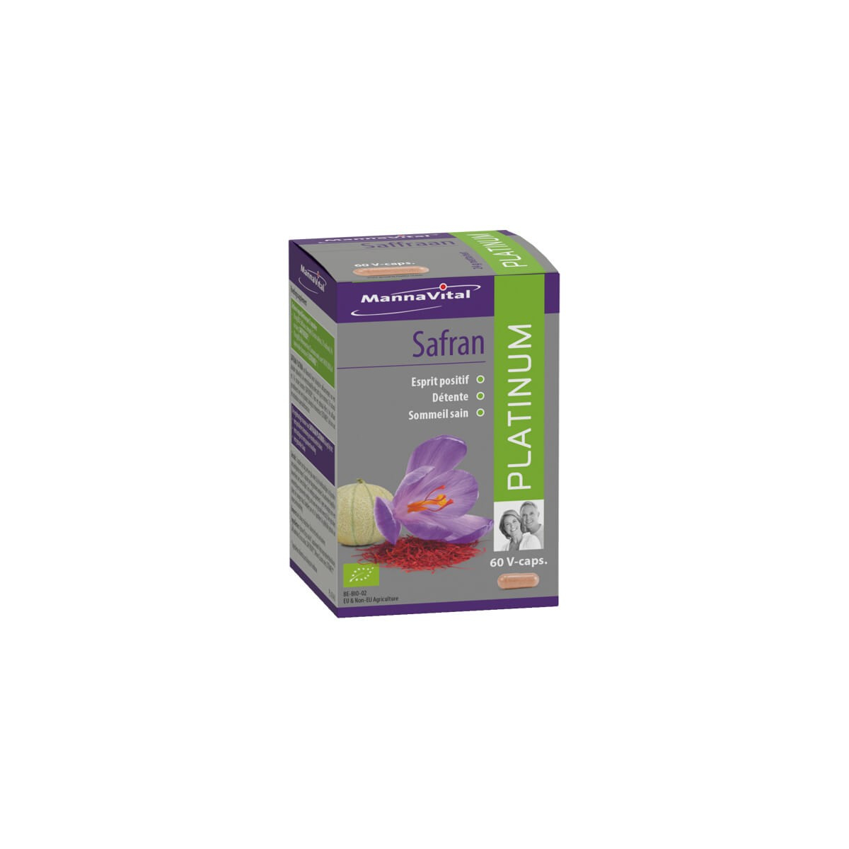 Safran Platinum (Extrait standardisé) BIO 60 capsules - Mannavital