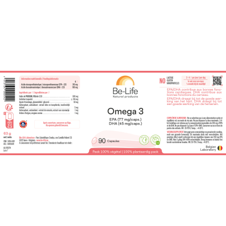 Omega 3 500 - 90 gélules be-Life, belife, biolife et bio-life